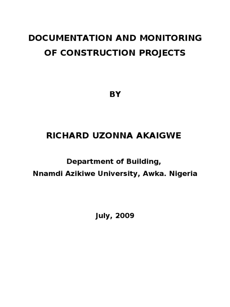 Documentation and Monitoring of Construction Projects | PDF | Building ...