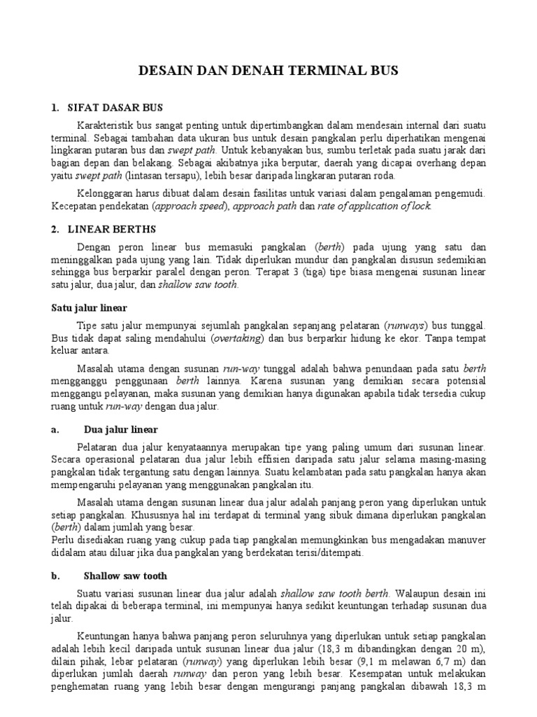 Desain Dan Denah Terminal Bus | PDF