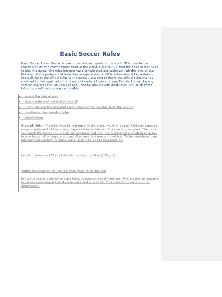 Basic Soccer Rules | PDF | Association Football | Sports Rules And ...