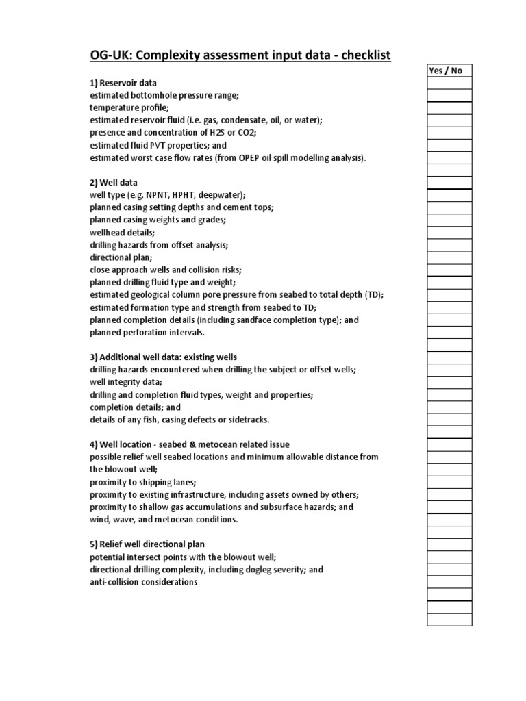 Relief Well Planning Checklist | PDF | Casing (Borehole) | Blowout ...