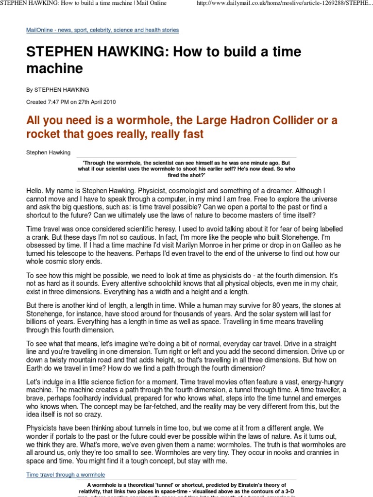How To Build A Time Machine | PDF | Time Travel | Black Hole