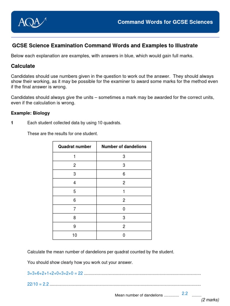 Aqa Gcse Science Command Words | PDF | Diesel Fuel | Biodiesel Aqa Gcse Science Command Words | PDF | Diesel Fuel | Biodiesel