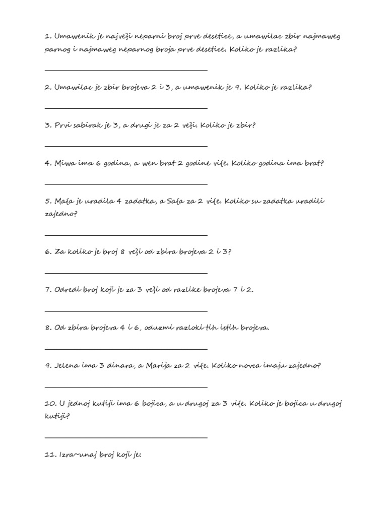 Matematika 1-Zadaci Za Vezbanje