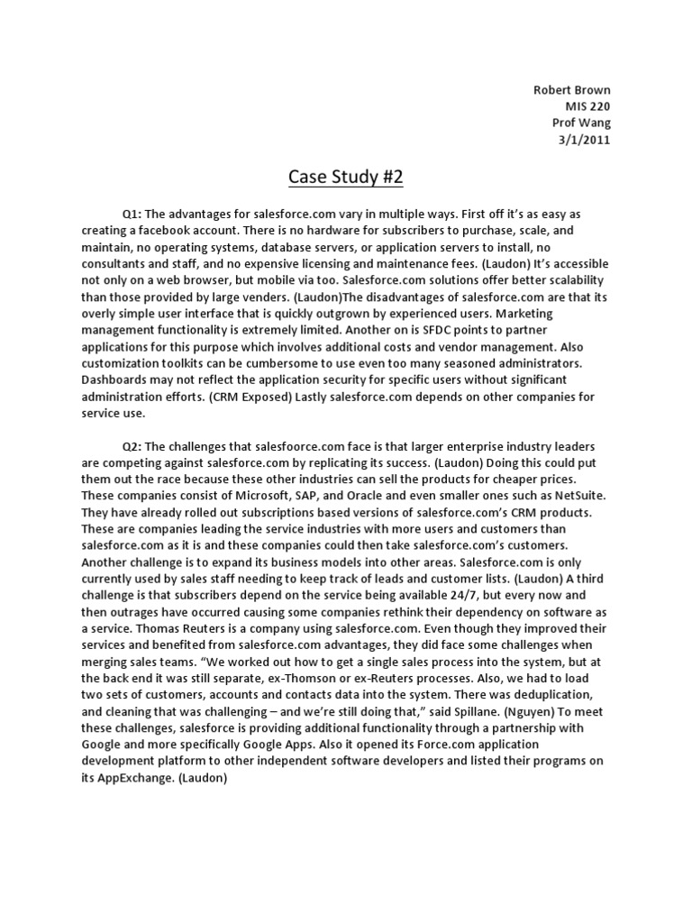 Salesforce Case Study 2 | PDF | Salesforce.Com | Subscription Business ...
