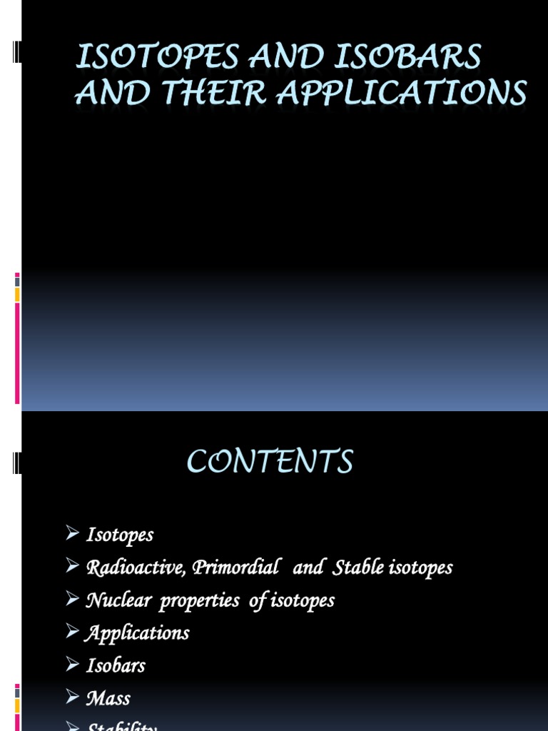 Isotopes and Isobars | PDF | Isotope | Chemical Elements