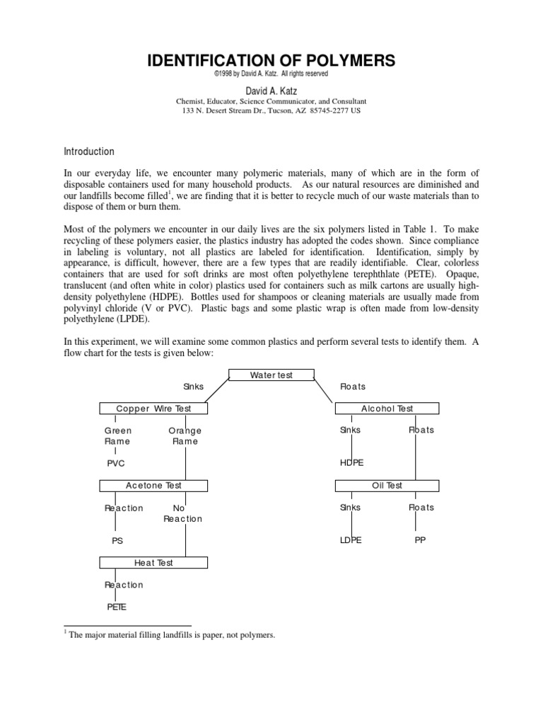 Polymer Identification | PDF