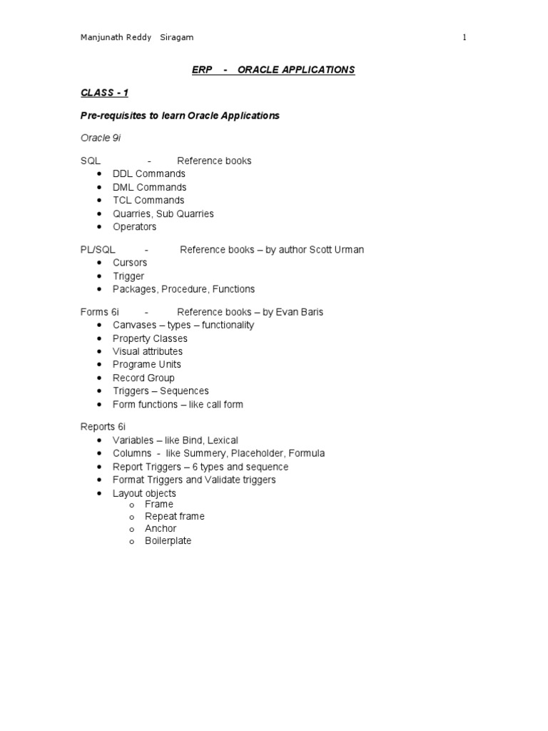 Oracle Apps Material Pdf Oracle Database Parameter Computer