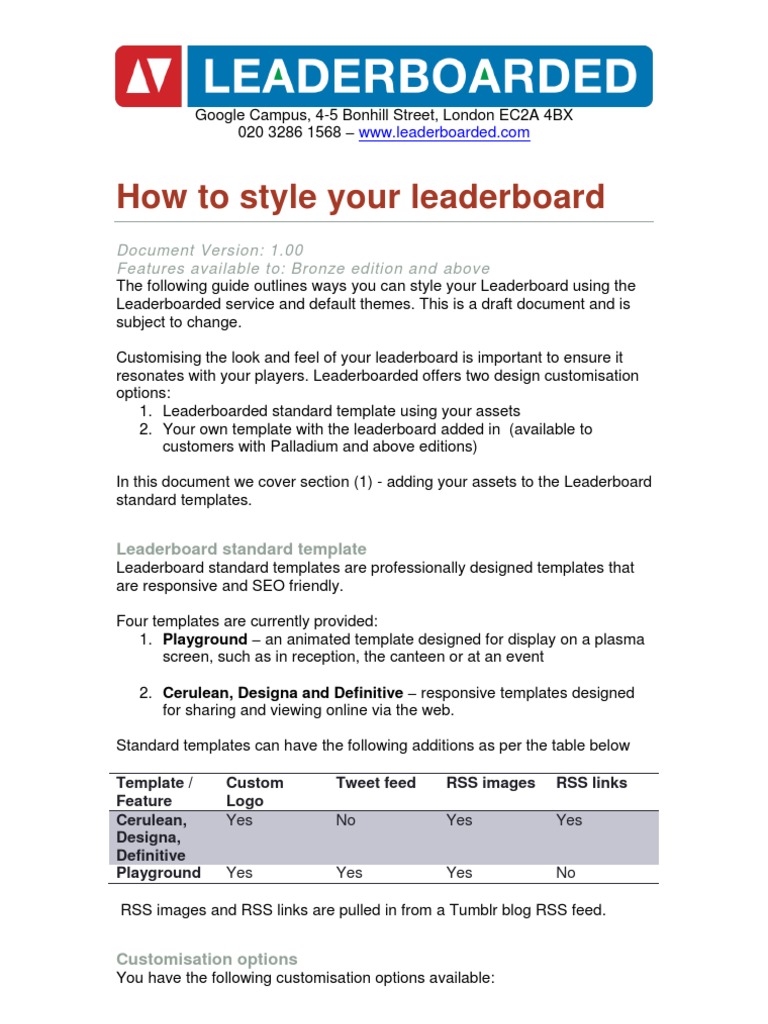 How To Style Your Leaderboard | PDF | Cascading Style Sheets | World ...
