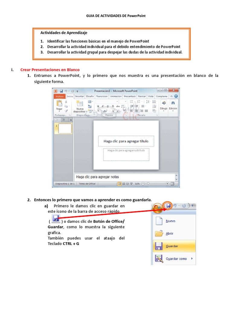 Actividades de PowerPoint para Aprender | PDF | Microsoft PowerPoint ...