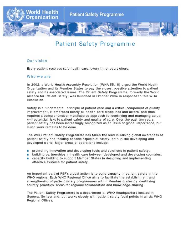 PSP Fact Sheet - May 2012 | PDF | Patient Safety | Public Health