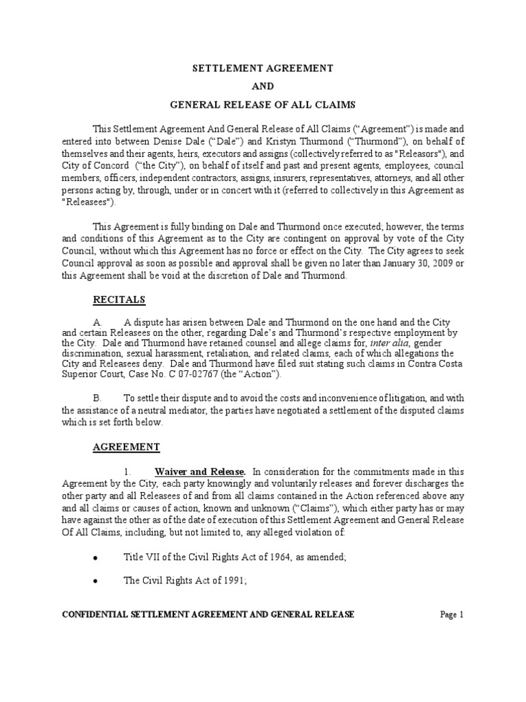 Settlement Agreement (Fully Executed) | PDF | Cal Pers | Settlement ...
