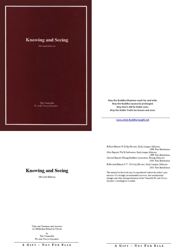 Pa Auk Sayadaw Knowing N Seeing | PDF | Bodhisattva | Gautama Buddha