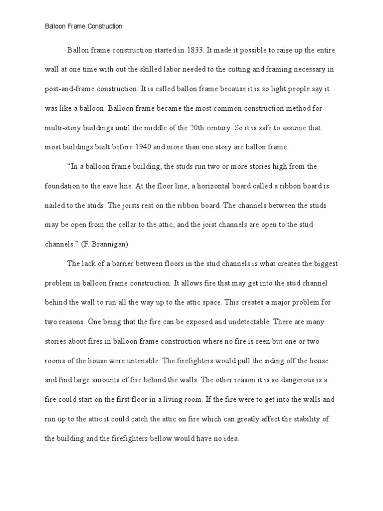 Balloon Frame Construction Pdf Framing Construction Building