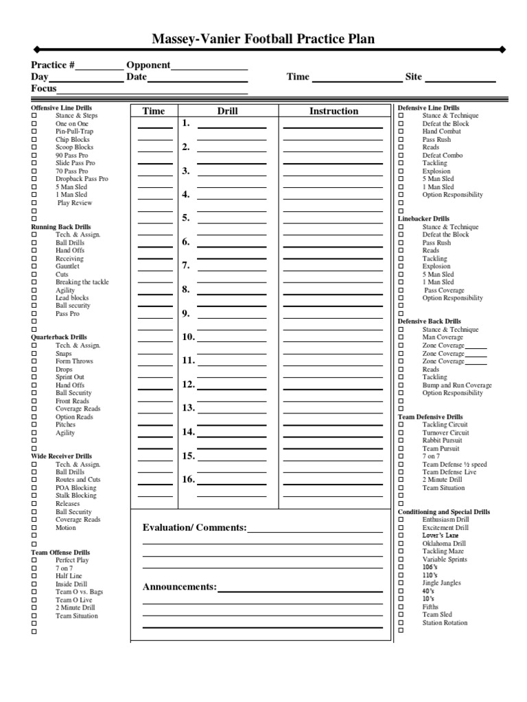Massey-Vanier Football Practice Plan | PDF | American Football ...