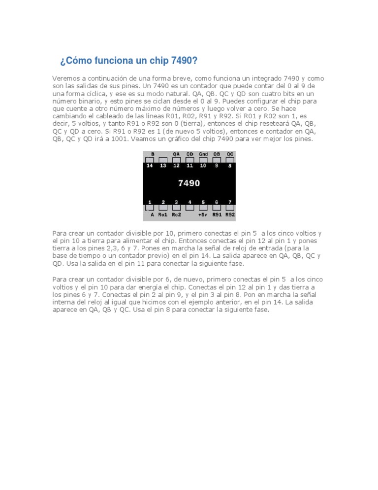 Cómo Funciona Un Chip 7490 | PDF | Electrónica digital | Bienes ...
