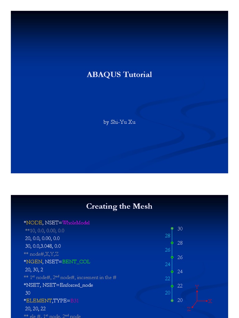 ABAQUS Mesh & Beam Tutorial | PDF | Teaching Methods & Materials