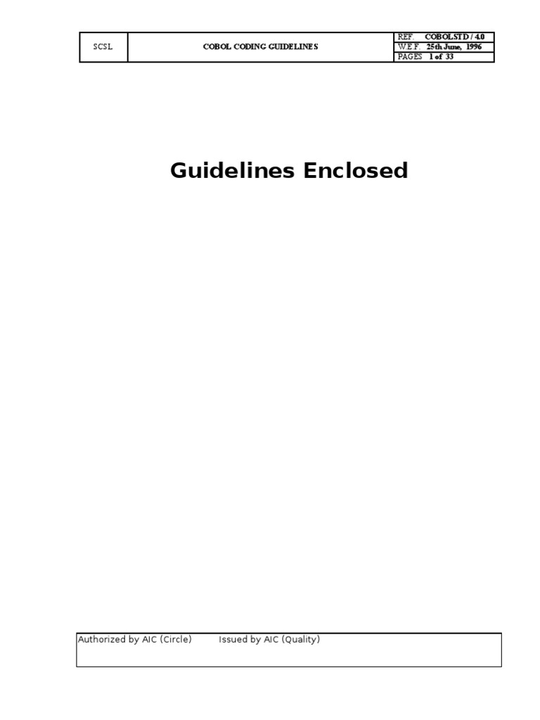 Cobol Programming Standards Pdf Subroutine Database Index