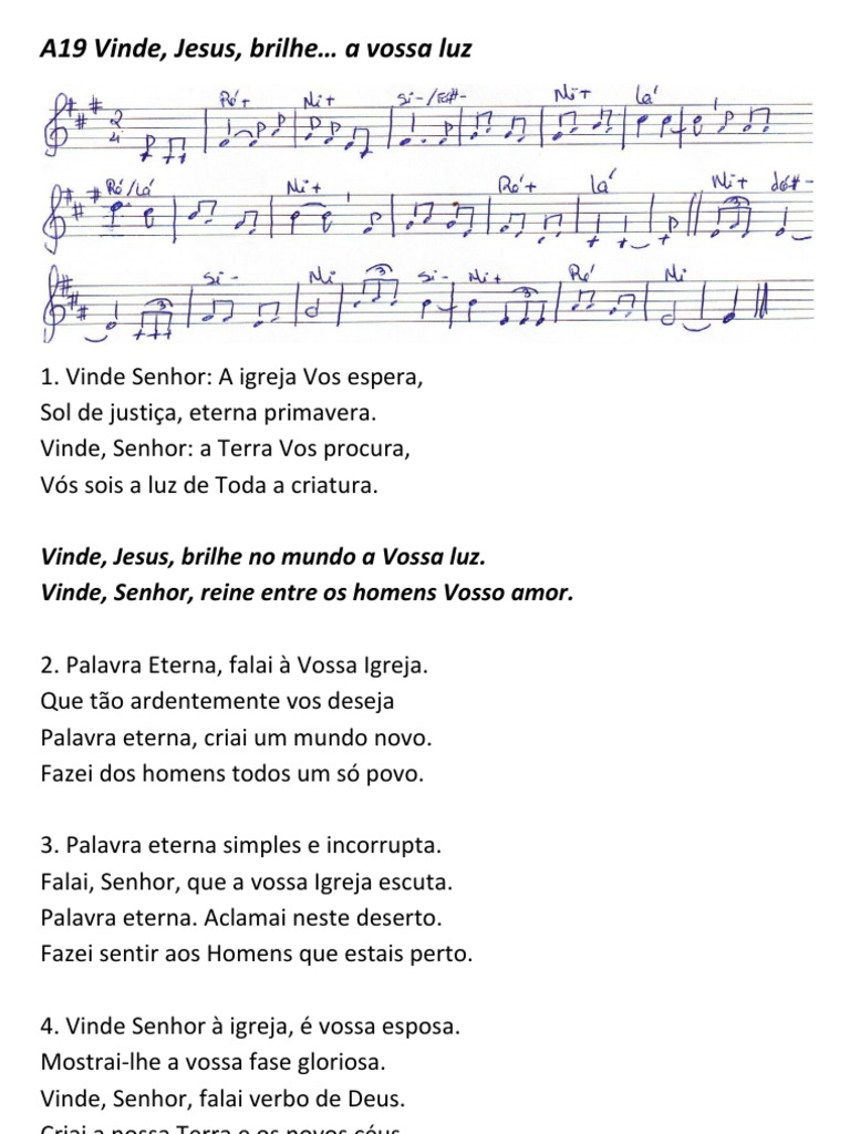 A19 Vinde, Jesus, Brilhe... A Vossa Luz | PDF