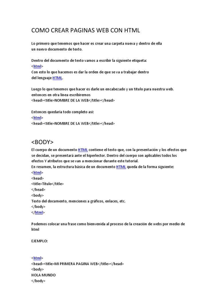 Como Crear Paginas Web Con HTML | PDF | HTML | Comillas