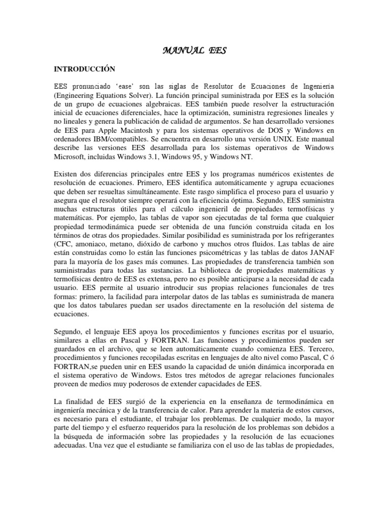 Manual EES en Español | PDF