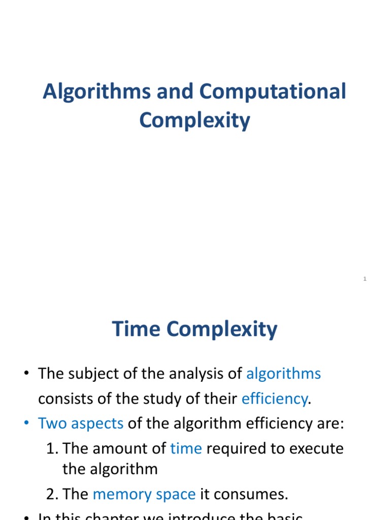 Algorithms and Computational Complexity | PDF