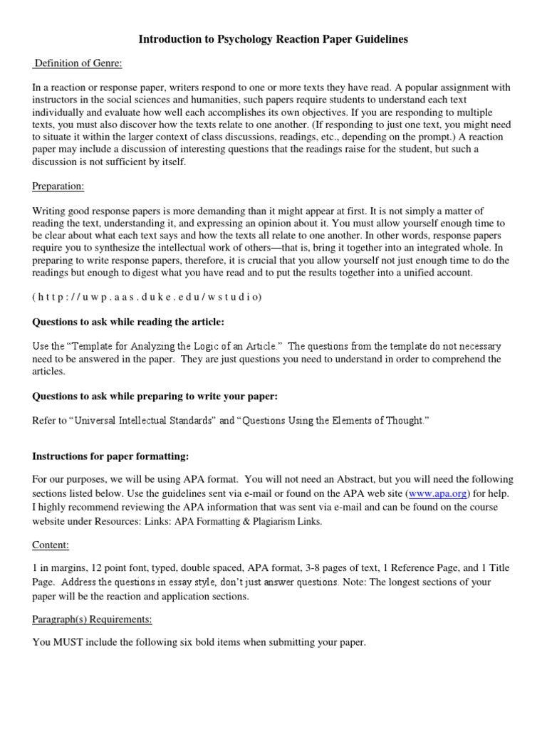 Reaction Paper Format | PDF | Citation | Plagiarism