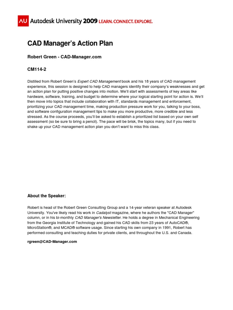 CAD Manager's Action Plan | PDF | Fax | Computer Aided Design