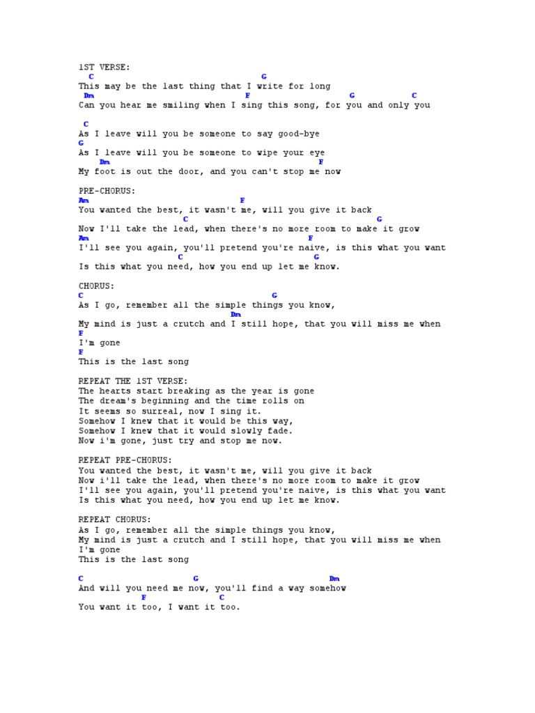 The Last Song | PDF | Song Structure | Leisure