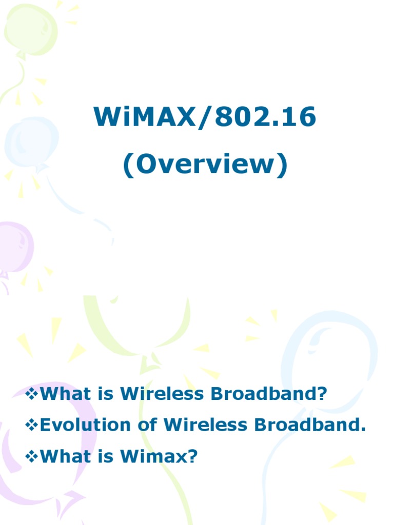 Overview of Wimax | PDF | Wi Max | Internet Access