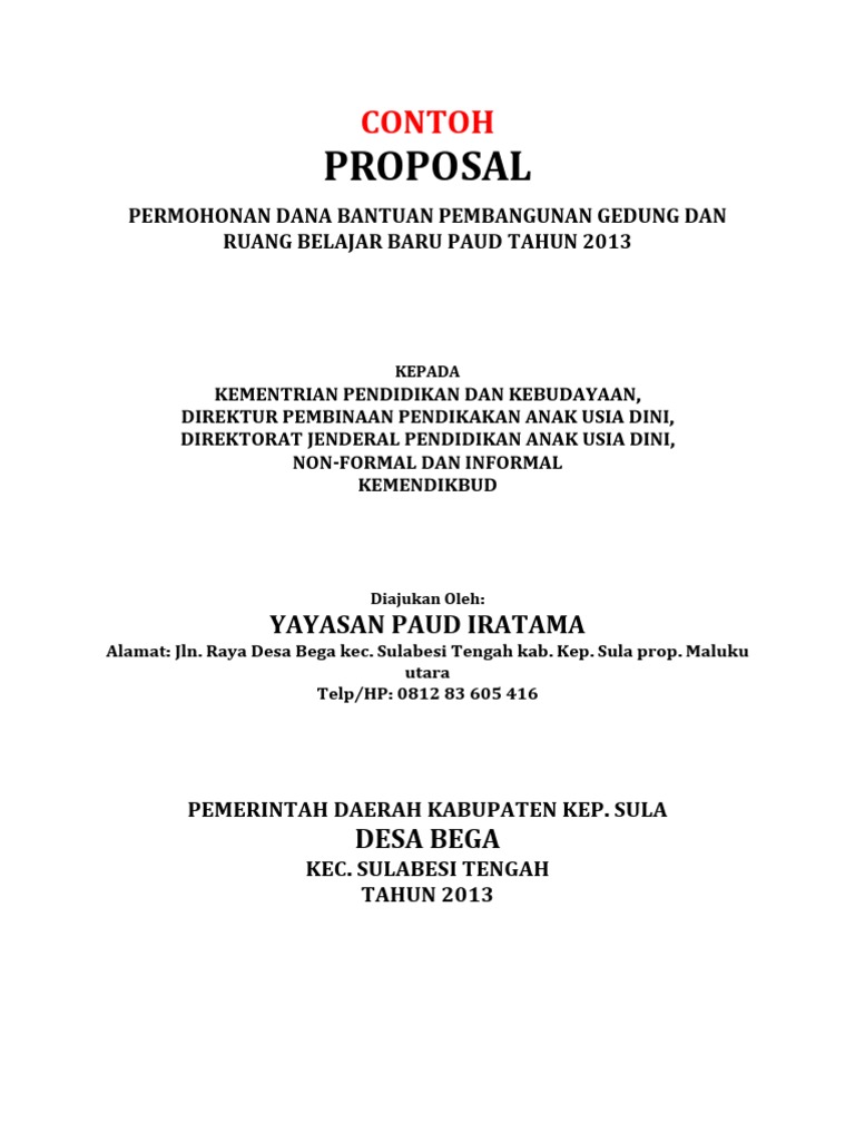 Contoh Proposal Paud | PDF | Kesehatan Holistik