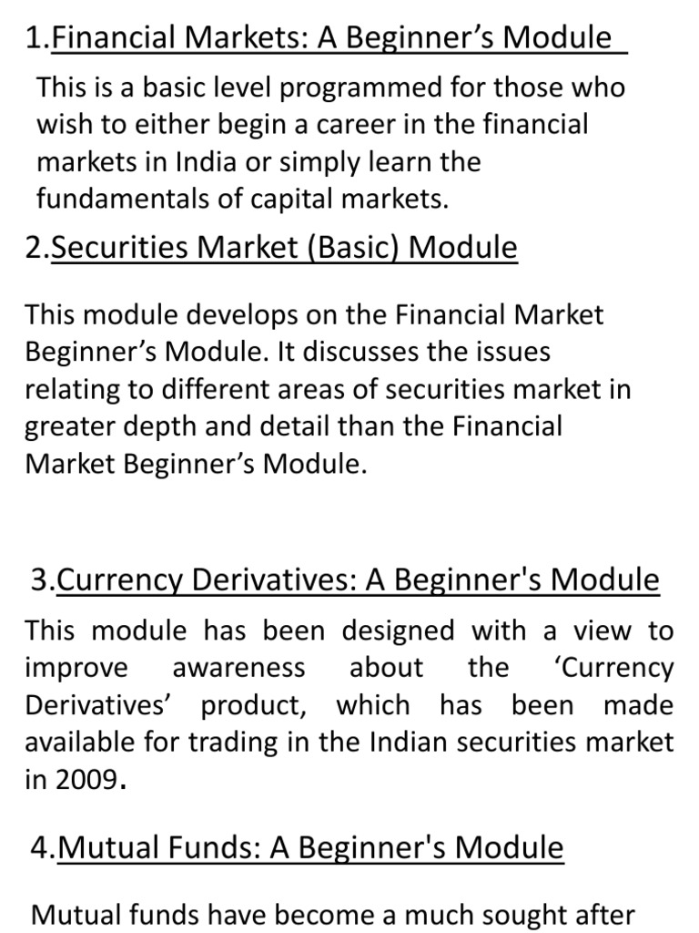 NCFM Modules | PDF | Financial Markets | Derivative (Finance)