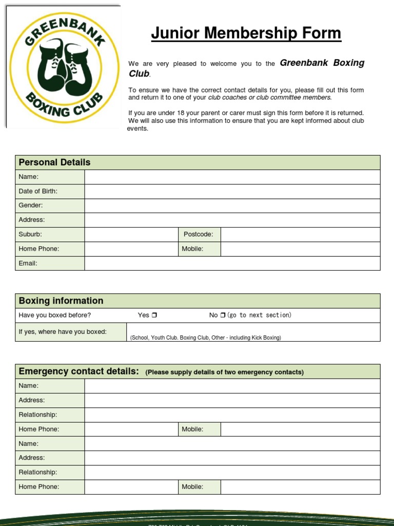 Junior Membership Form New | PDF | Caregiver | Contact Lens