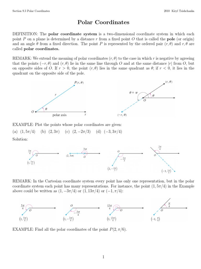 Polar Coordinates | PDF | Coordinate System | Trigonometric Functions