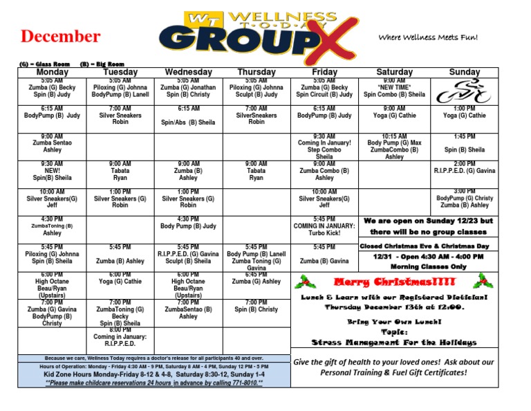 December Fitness Schedule | PDF