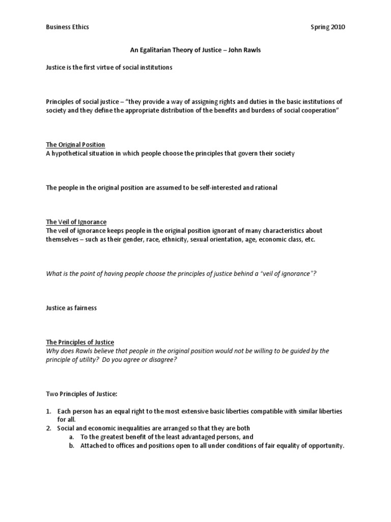 An Egalitarian Theory of Justice | Download Free PDF | John Rawls | Justice