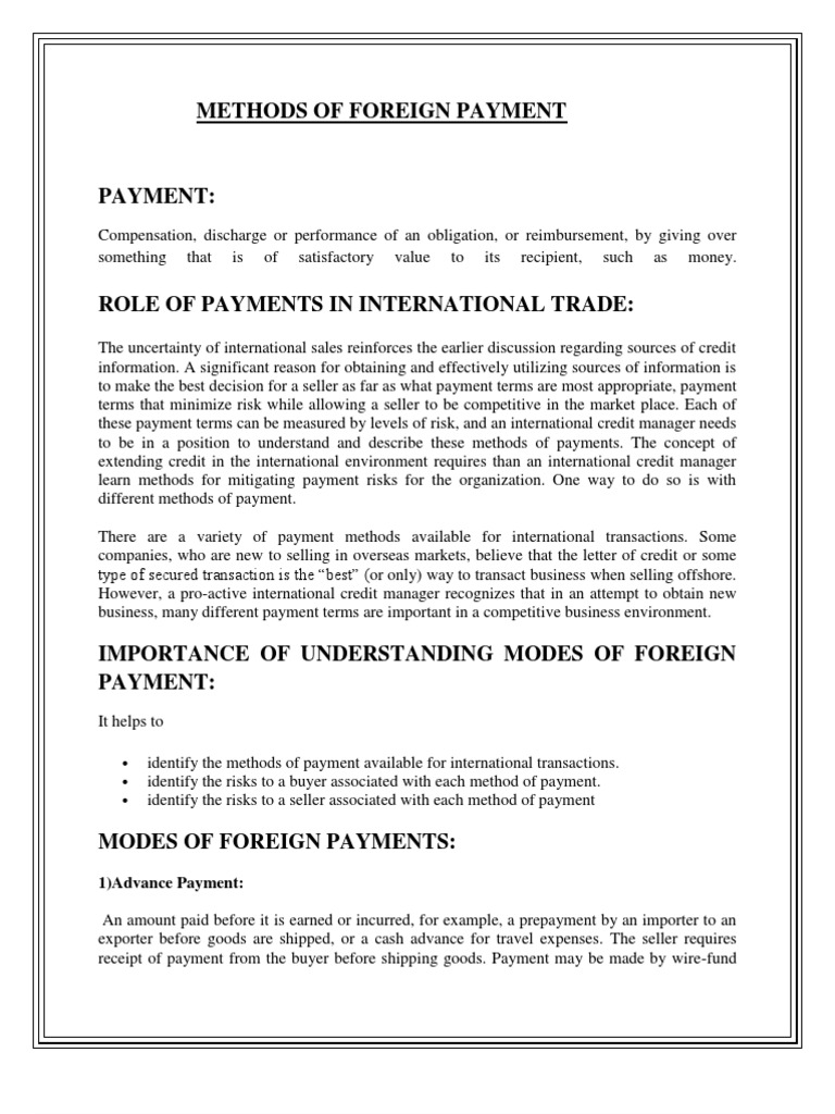 Modes of Payment | PDF | Letter Of Credit | Payments