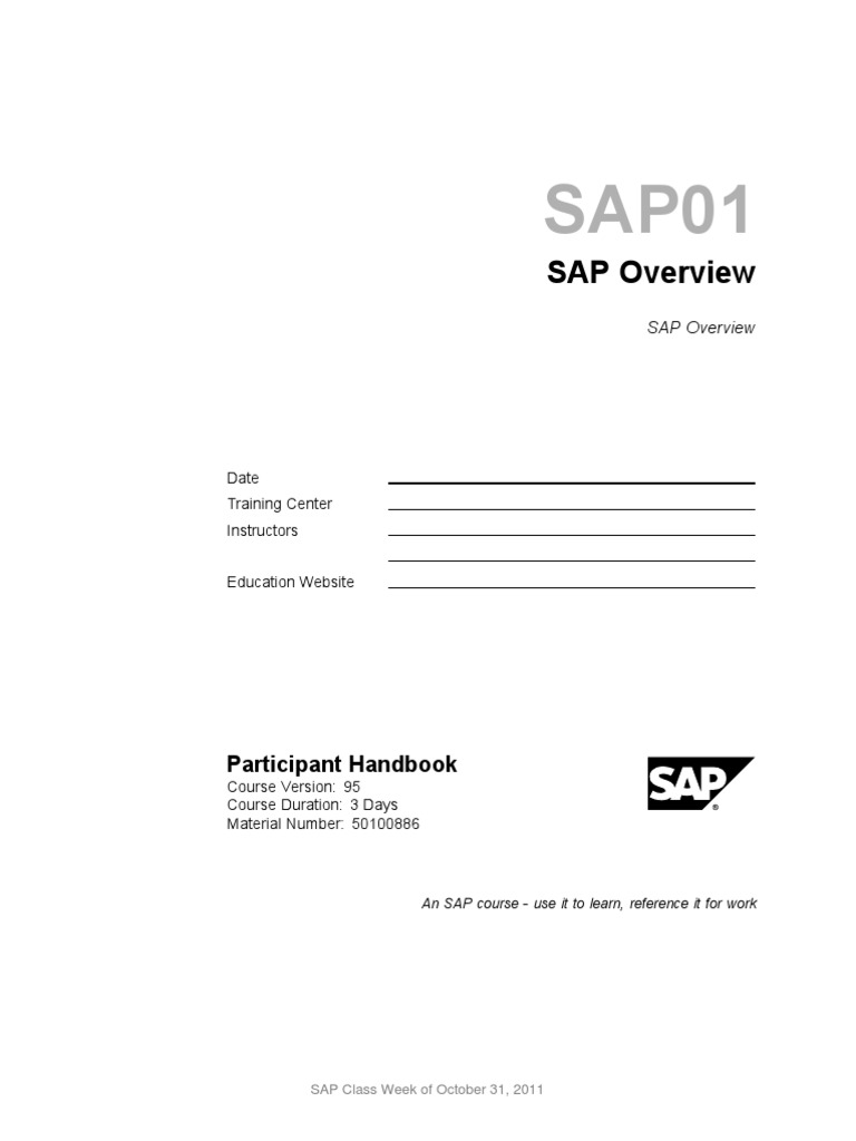 SAP01 - SAP Overview | PDF
