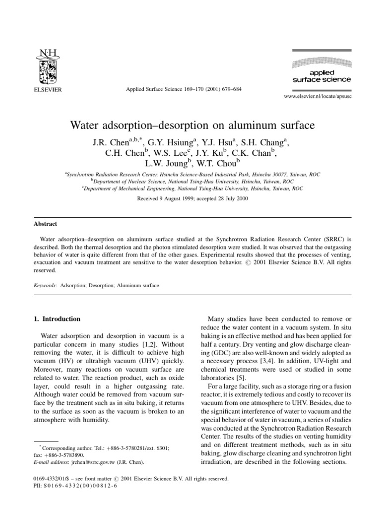 Water Adsorption Desorption On Aluminum Surface | PDF | Surface Science ...
