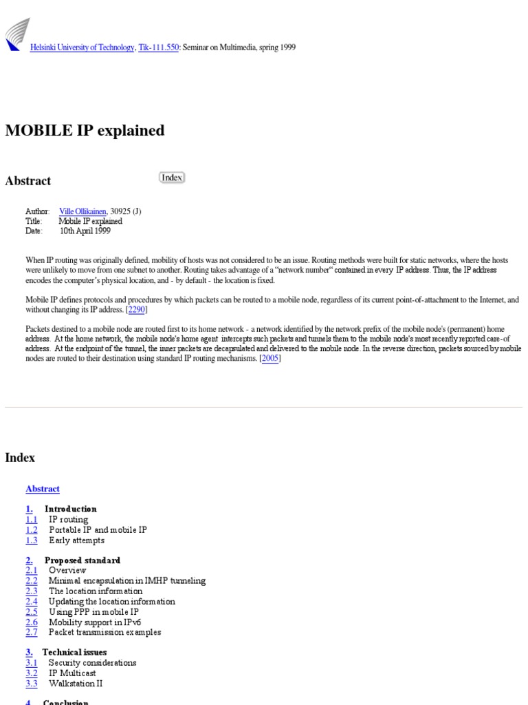 Mobile IP Protocol Overview | PDF