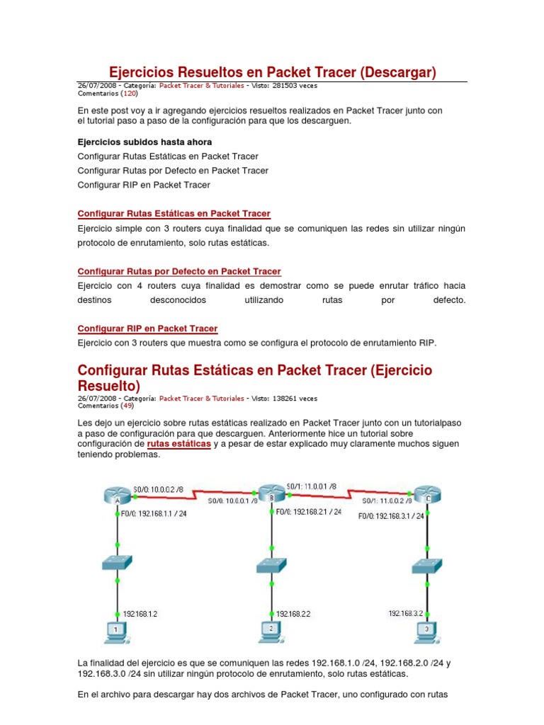Ejercicios Resueltos en PKT | PDF | Enrutador (Computación) | Telecomunicaciones