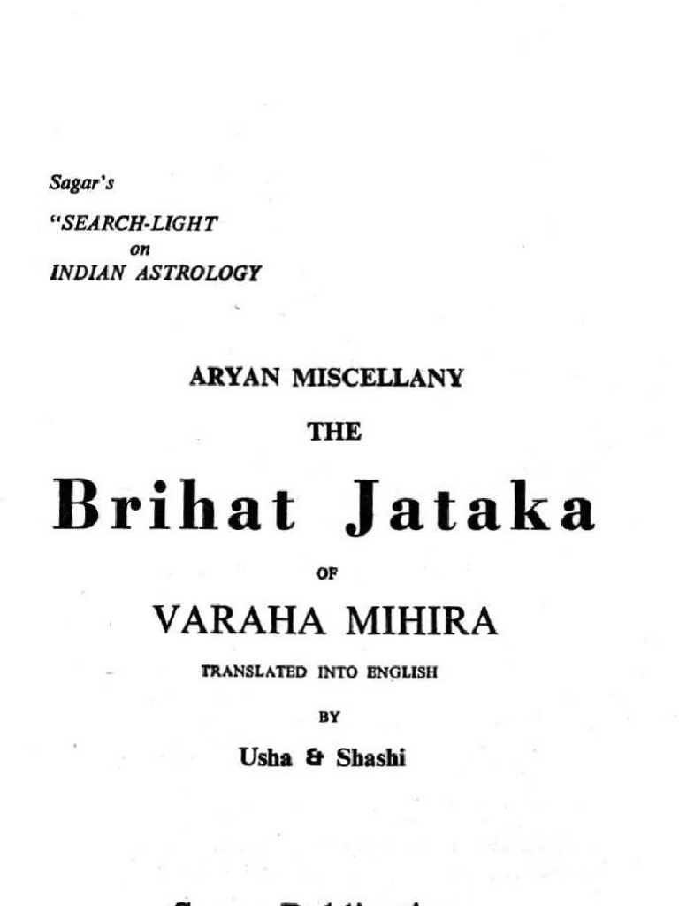Brihat Jataka of Varahamihira | PDF | Horoscope | Divination