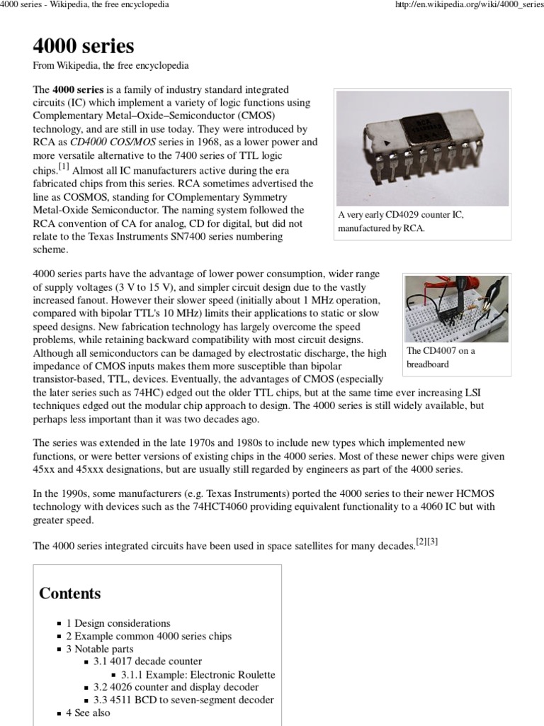 4000 Series - Decade Ic 'S | PDF | Integrated Circuit | Cmos