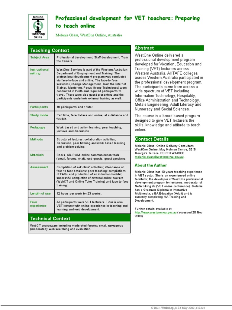 Teacher's Training Programme | PDF | Vocational Education | Teachers
