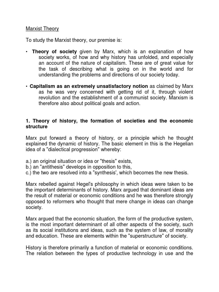 Marxist Theory Notes | PDF | Capitalism | Karl Marx