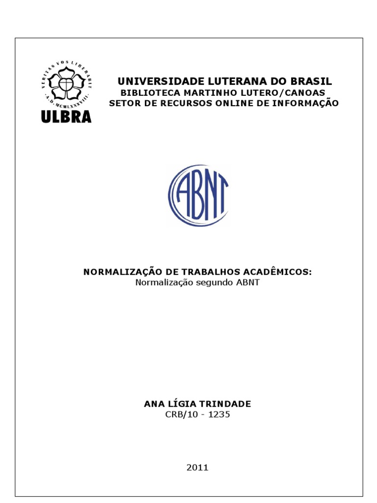 Normas Abnt TCC Ulbra | Download grátis PDF | Citação | Pós-graduação