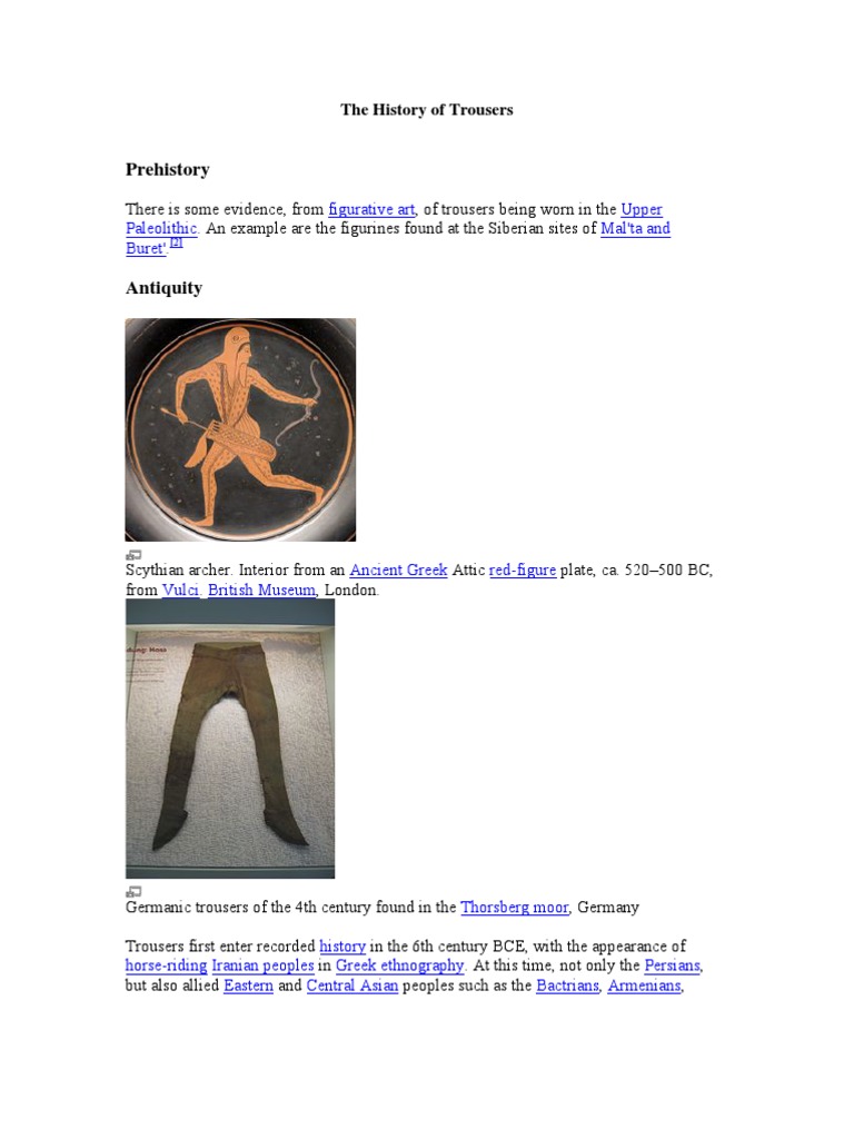 The History of Trousers | PDF | Trousers | Undergarment