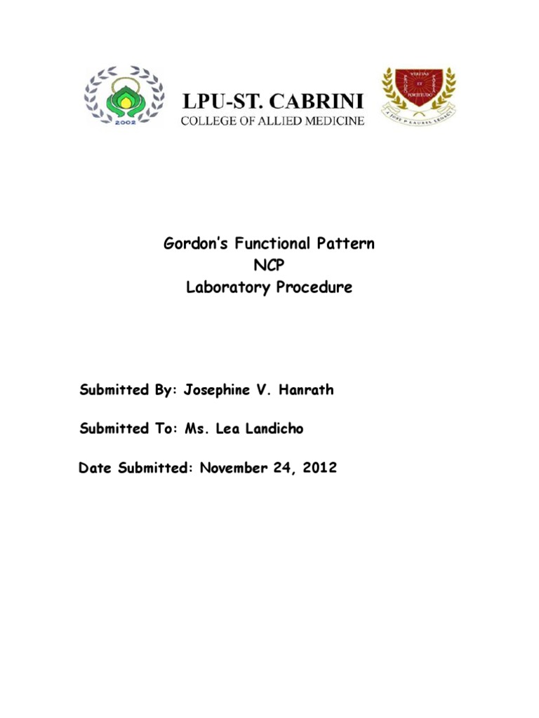 Gordons Functional Health Pattern | PDF | Medicine | Clinical Medicine