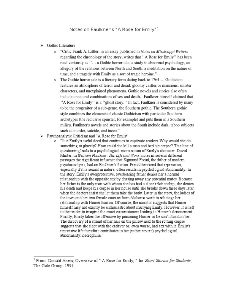 Notes On Faulkner's A Rose For Emily | PDF | Gothic Fiction | William ...