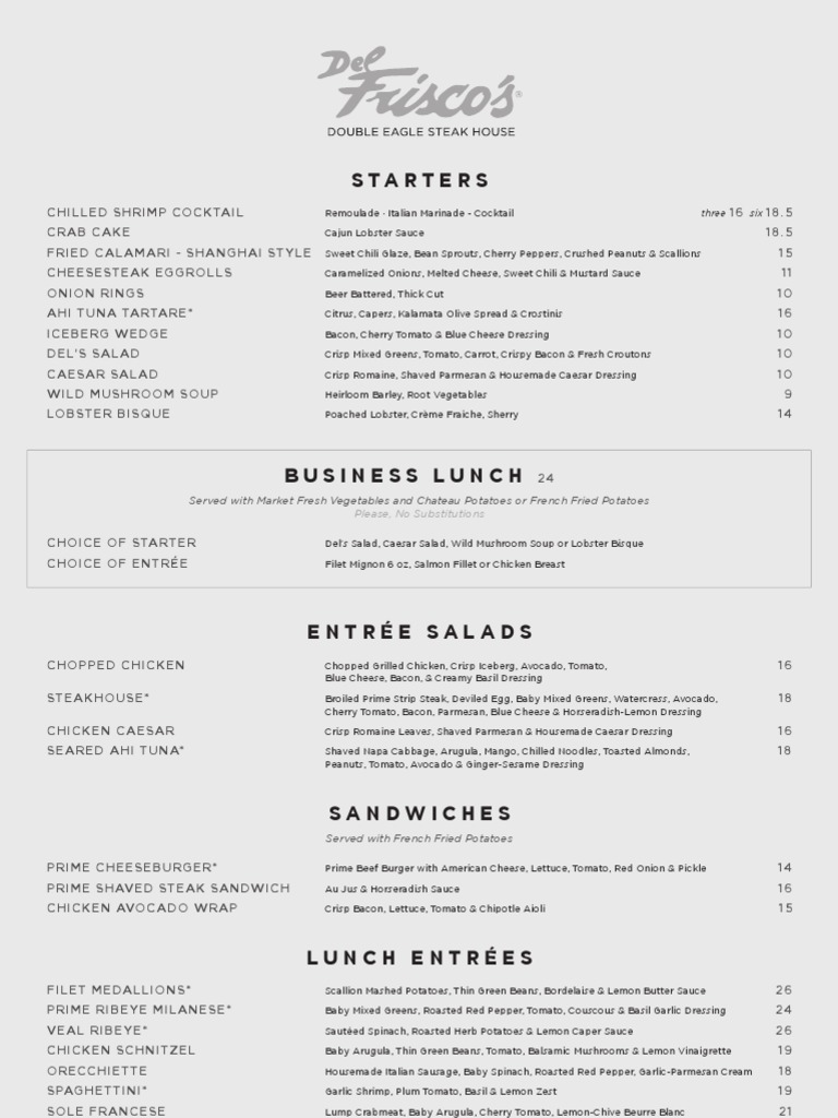 Del Frisco Menus | PDF