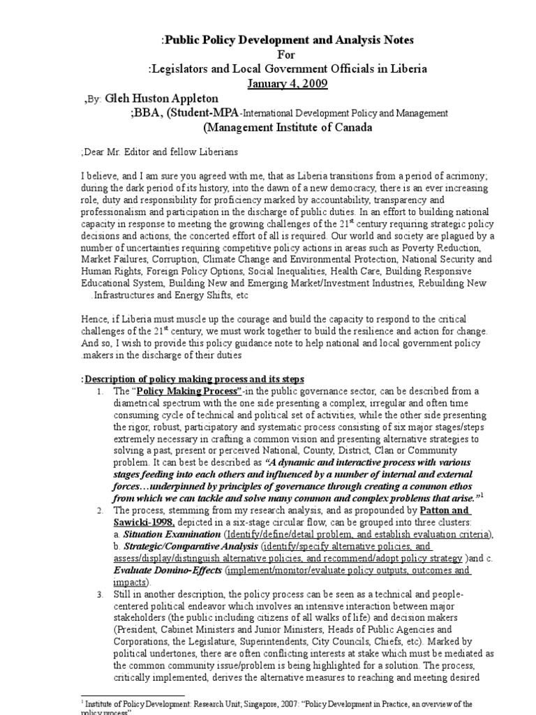 Public Policy Development and Analysis Notes | PDF | Policy Analysis ...